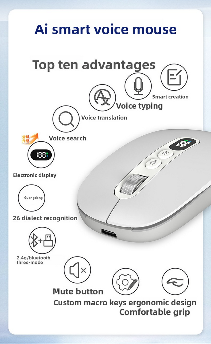 Smart AI Mouse Voice Writing Voice Translation Mouse Bluetooth Transla ...