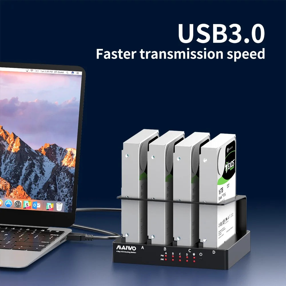 4 Bay Hard Drive Enclosure Sata to USB 3.0 External Multi-Bay 2.5& 3.5 ...
