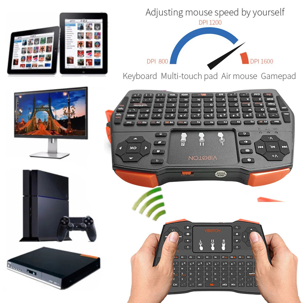 Mini 2.4GHz Wireless FM Keyboard 2.4G Fly Air Mouse Touchpad PS Englis ...