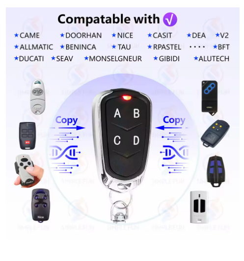 433MHz Clone Remote Control Wireless Fixed Rolling Code RF Transmitter ...