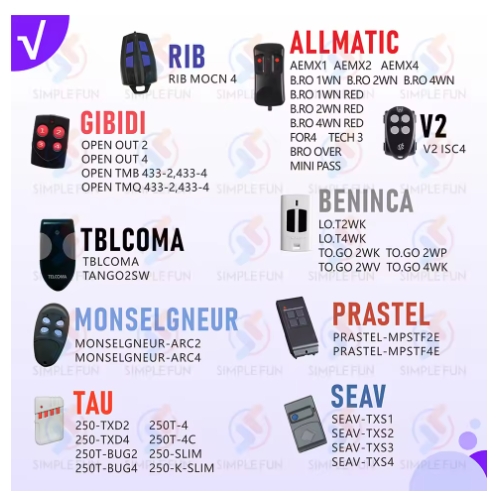 433MHz Clone Remote Control Wireless Fixed Rolling Code RF Transmitter ...