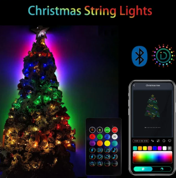 New DIY RGB Illuminated Christmas Tree Light String, Bluetooth App Con ...